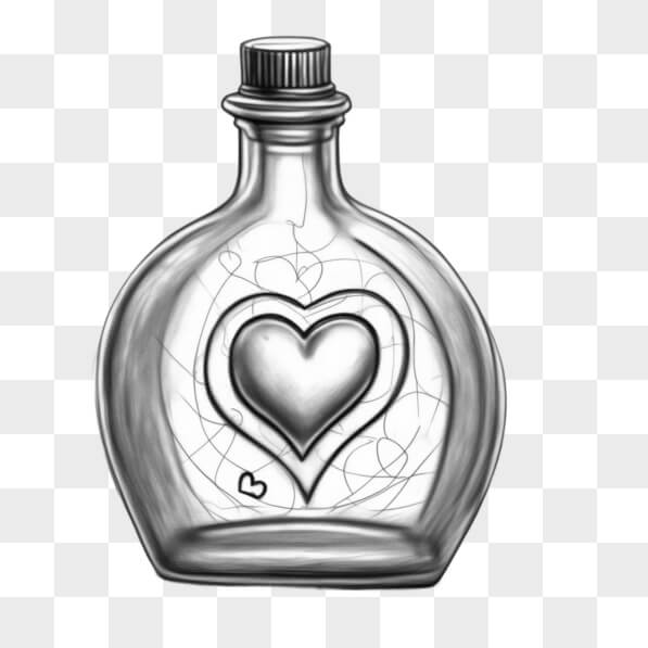 Download Heart-Shaped Glass Bottle with Intricate Design Sketches ...