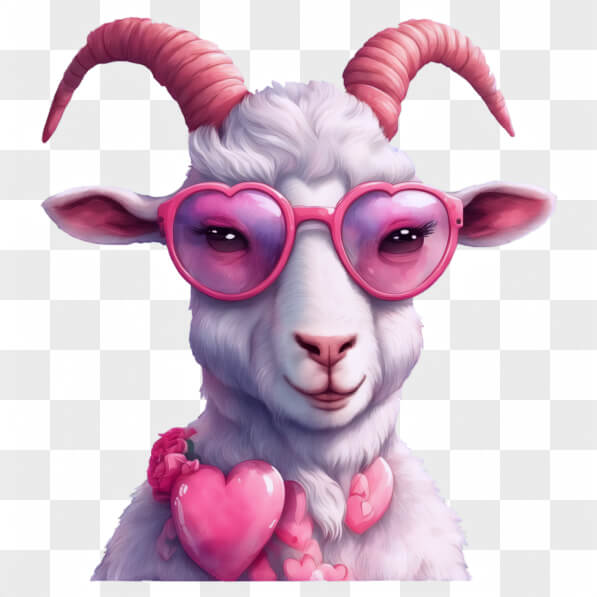 Download Cute Goat with Heart-Shaped Sunglasses Cartoons Online ...