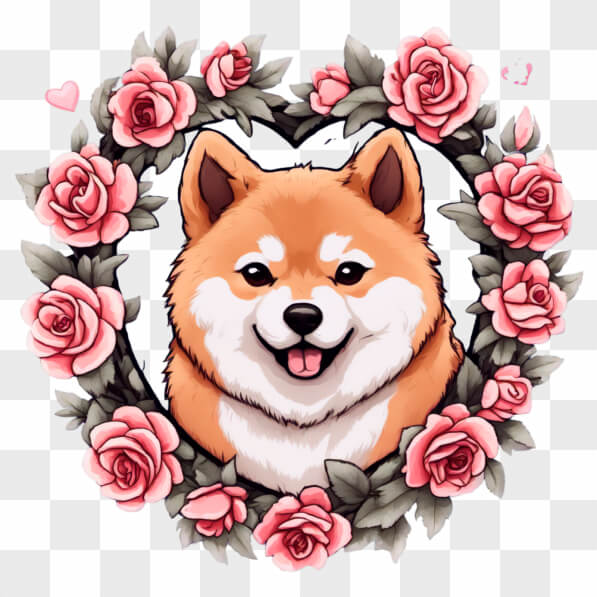 Download Kawaii Shiba Inu Surrounded by Roses Kawaii Online - Creative ...