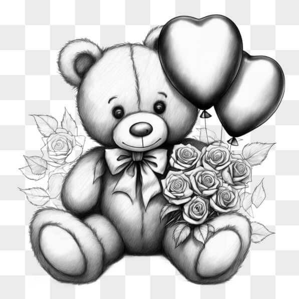 Download Teddy Bear with Roses and Balloons Sketches Online - Creative ...