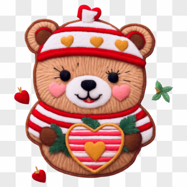 Descarga Osito de peluche bordado Kawaii con corazón Kawaii En Línea - Creative Fabrica