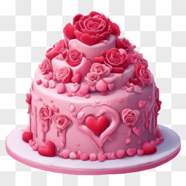 Download Romantic Multi-Tiered Cake with Roses and Hearts Cartoons ...