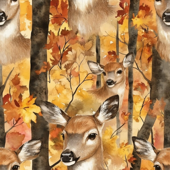 Download Watercolor Pattern of Deer in Autumn Foliage Patterns Online ...