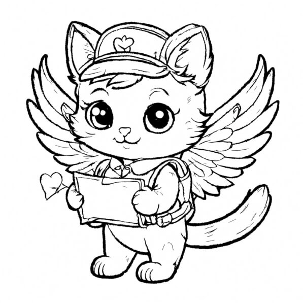 Download Adorable Winged Cat Character Coloring pages Online - Creative ...