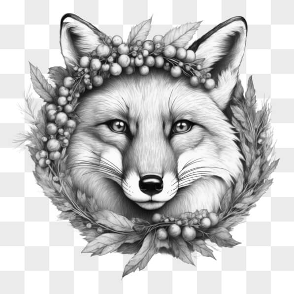 Pobierz narzędzie Szczegółowy rysunek lisa otoczonego naturalnym ...