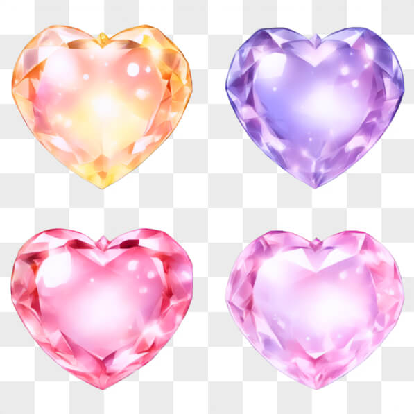 Download Colorful Kawaii Heart-Shaped Gems Kawaii Online - Creative Fabrica