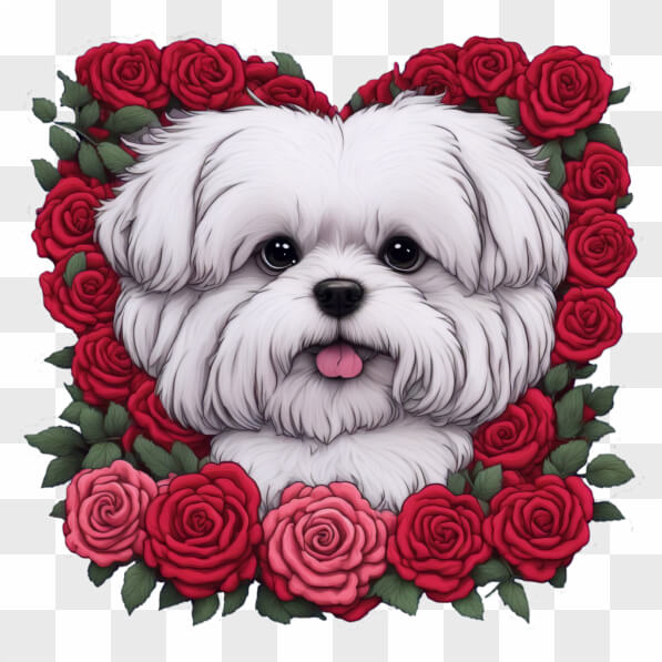 Descarga Perro Blanco Esponjoso Rodeado de Rosas Cartoons En Línea ...