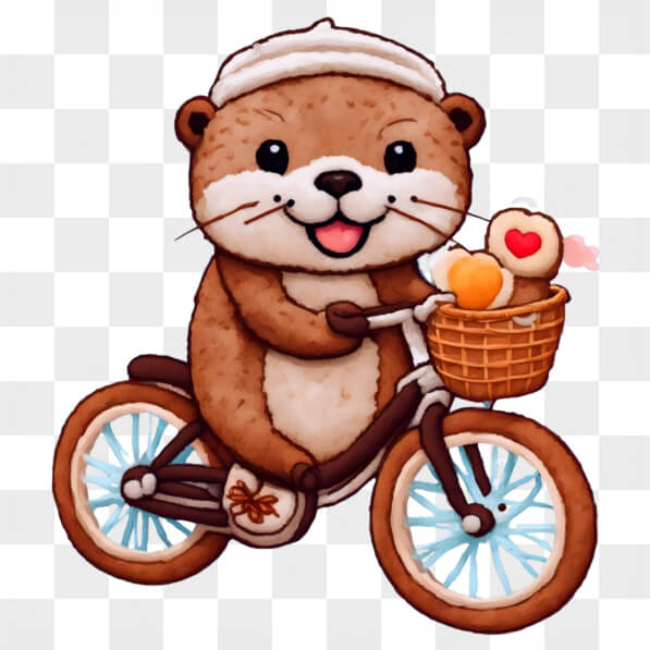 Download Kawaii Otter Riding a Bicycle with Treats Kawaii Online ...