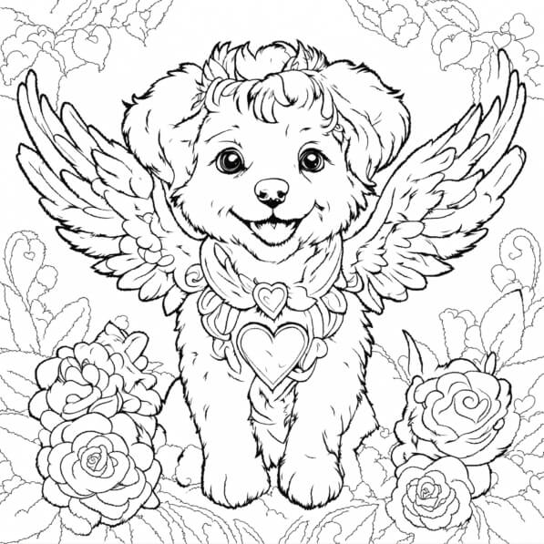 Download Angel Puppy Coloring Page Coloring pages Online - Creative Fabrica
