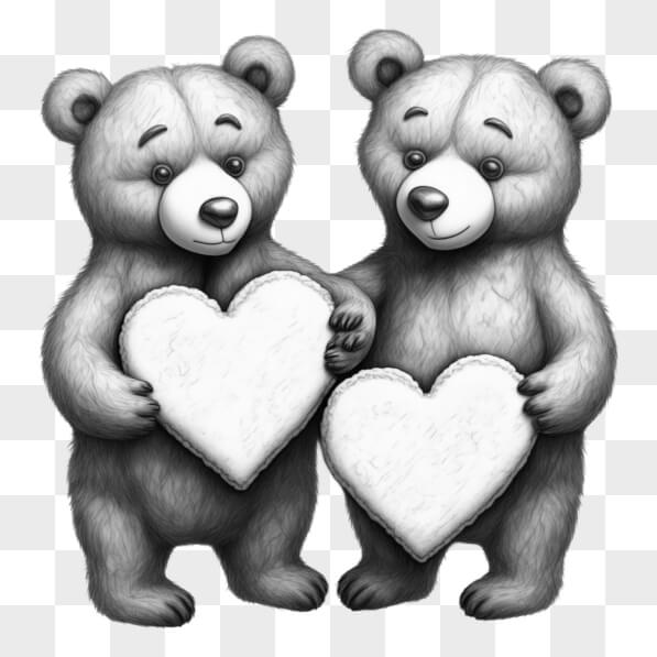 Descarga Dos osos de dibujos animados sosteniendo corazones Bocetos En ...