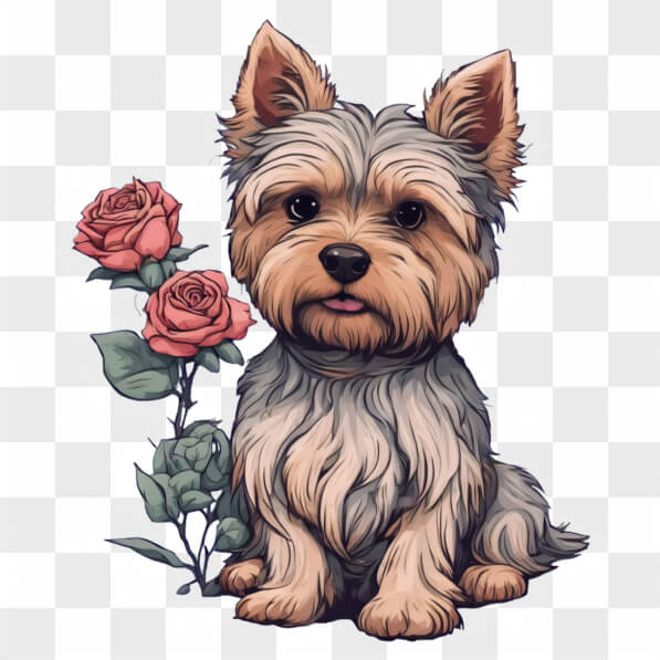 Download Yorkshire Terrier with Pink Roses Cartoons Online - Creative ...