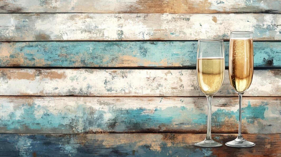 Download Champagne Flutes on Rustic Wooden Background Backgrounds ...