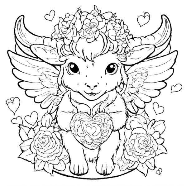 Download Whimsical Angelic Goat Illustration Coloring pages Online ...