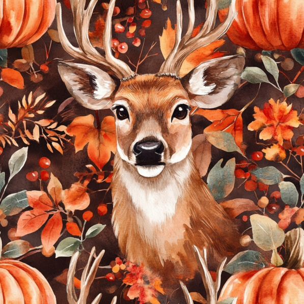 Download Illustrated Deer in Autumn Foliage Patterns Online - Creative ...