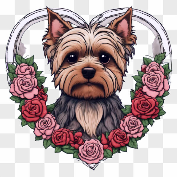 Download Yorkshire Terrier Surrounded by Roses Cartoons Online ...
