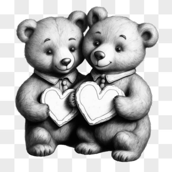 Download Two Cartoon Bears Holding Heart-Shaped Cookies Sketches Online ...