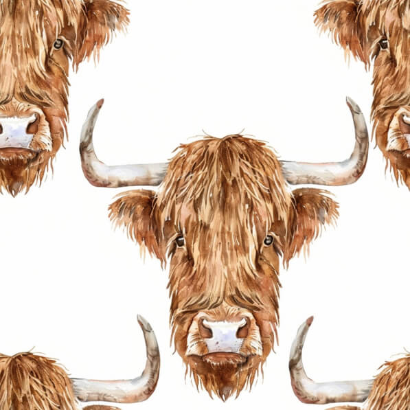 Download Watercolor Highland Cattle Patterns Online - Creative Fabrica