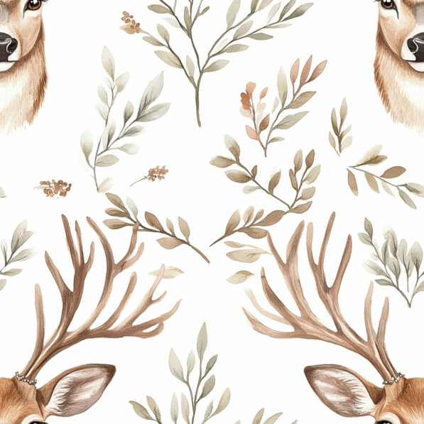 Download Artistic Pattern of Deer Heads and Foliage Patterns Online ...