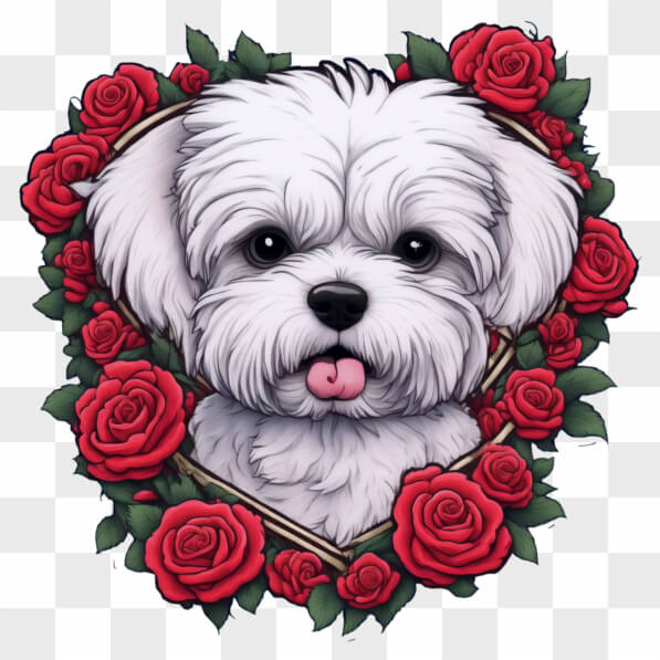 Descarga Perro Blanco Esponjoso Rodeado de Rosas Cartoons En Línea ...