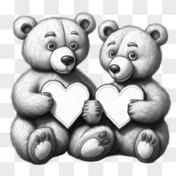 Descarga Dos osos de dibujos animados sosteniendo corazones Bocetos En ...