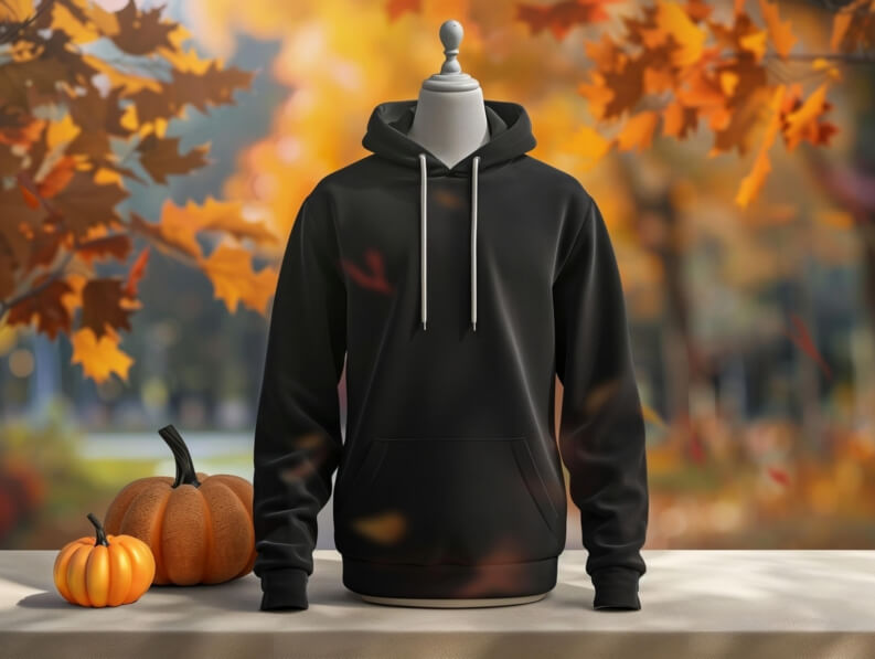 Download Black Hoodie with Autumn Leaves and Pumpkins Mockups Online ...