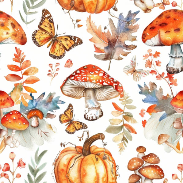 Download Autumn-Themed Nature Illustration with Mushrooms and ...