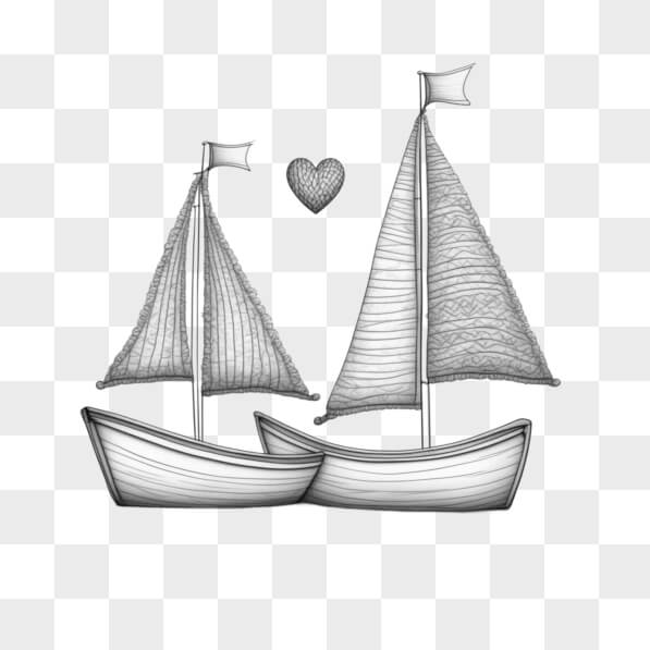 Download Illustration of Two Sailboats with Heart Sketches Online ...