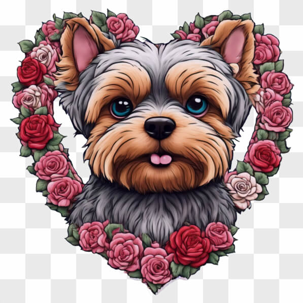 Download Yorkshire Terrier Surrounded by Roses Cartoons Online ...