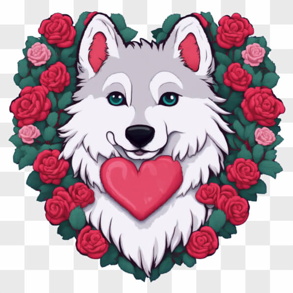 Download Cartoon Wolf with Heart in Floral Arrangement Cartoons Online ...