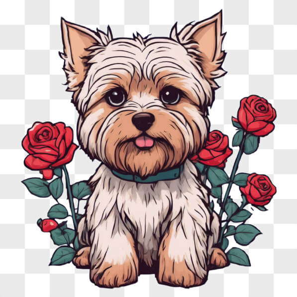 Download Cartoon Yorkshire Terrier Surrounded by Roses Cartoons Online ...
