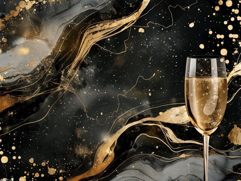 Download Champagne Glass with Abstract Black and Gold Background ...