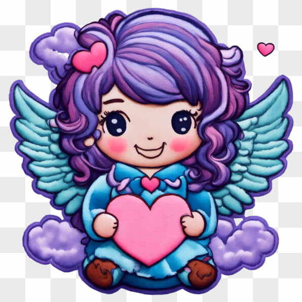Download Kawaii Angel Character with Heart and Clouds Kawaii Online ...