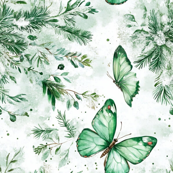 Descarga Mariposas Verdes y Hojas Patrones En Línea - Creative Fabrica