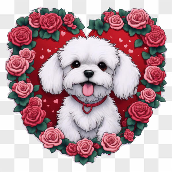 Descarga Perro Blanco Esponjoso Rodeado de Rosas Cartoons En Línea ...
