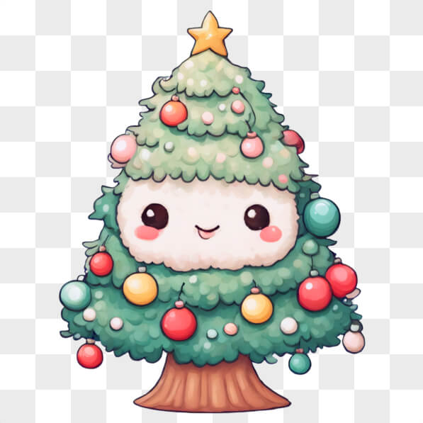 Download Kawaii Christmas Tree Character with Ornaments Kawaii Online ...