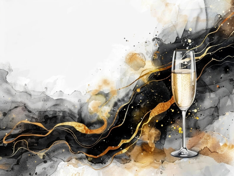 Download Champagne Glass with Abstract Watercolor Background ...