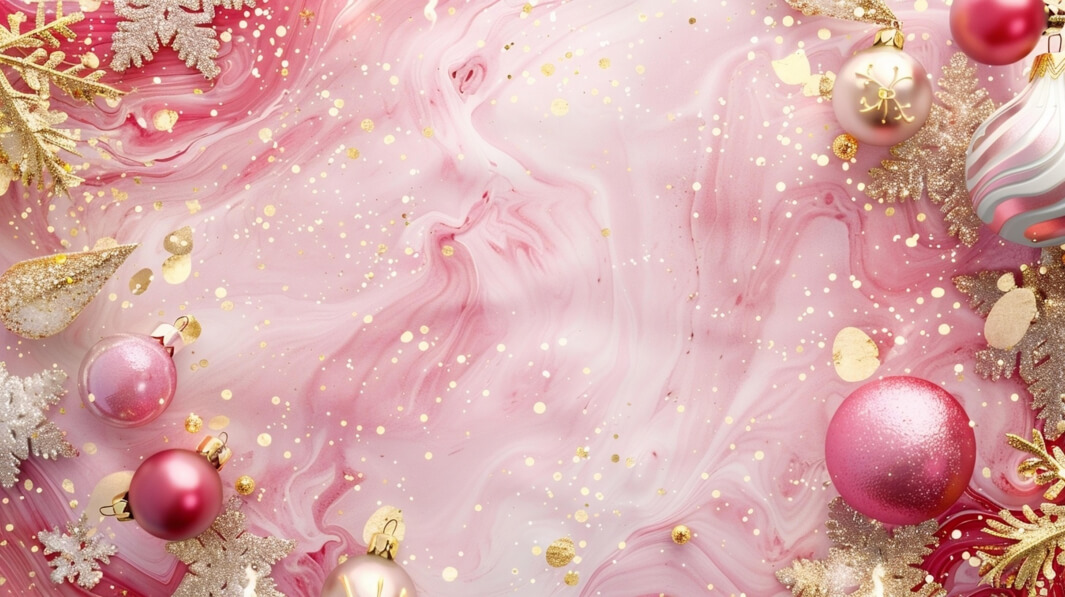 Download Festive Christmas Decorations on Pink Background Backgrounds ...