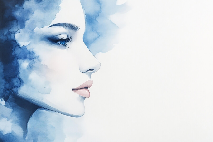 Baixe Perfil Artístico de uma Mulher em Aquarela Azul Backgrounds ...