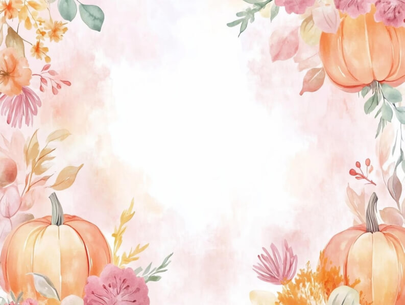 Download Autumn Floral Watercolor with Pumpkins Backgrounds Online ...