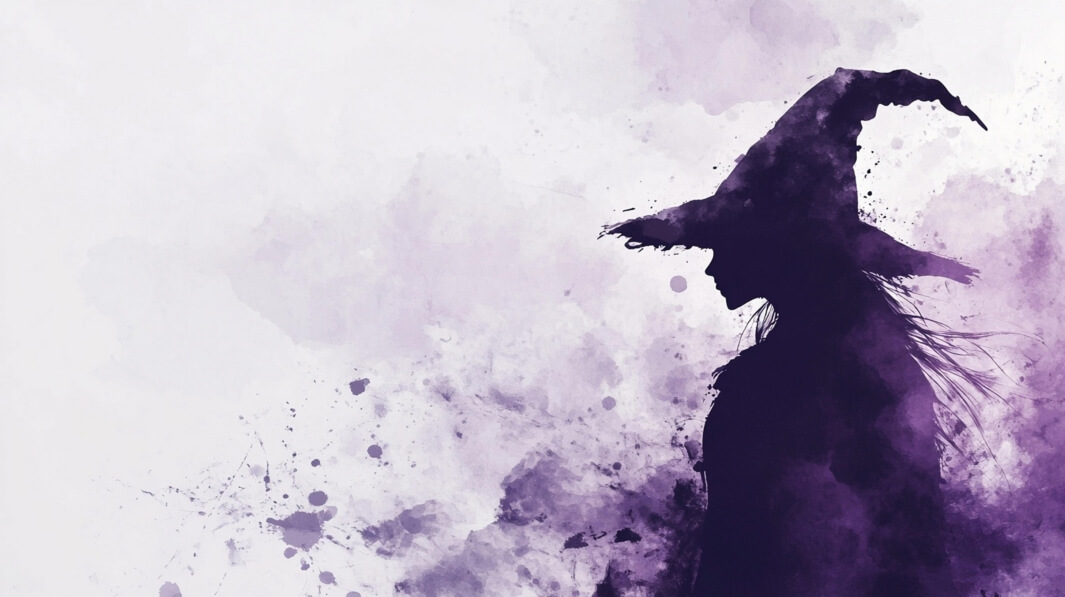 Download Silhouette of a Witch in Purple Background Backgrounds Online ...