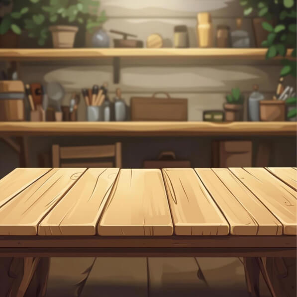 Download Cozy Workshop Interior with Wooden Table Backgrounds Online ...