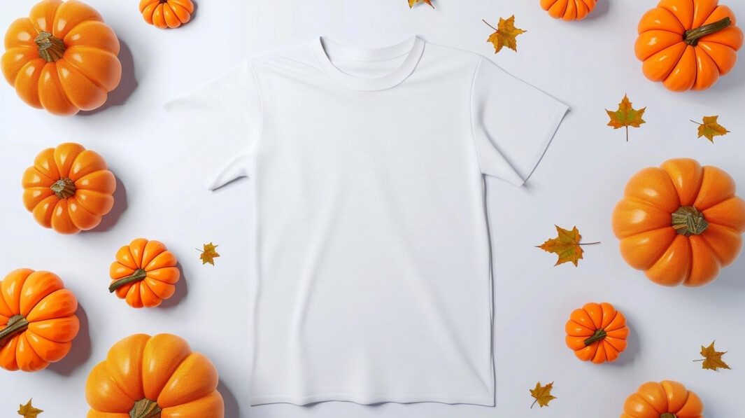 Download Fall-themed flat lay with t-shirt and pumpkins Mockups Online ...
