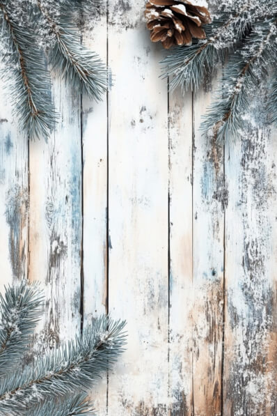 Download Winter-Themed Rustic Wooden Background with Pine Branches and ...