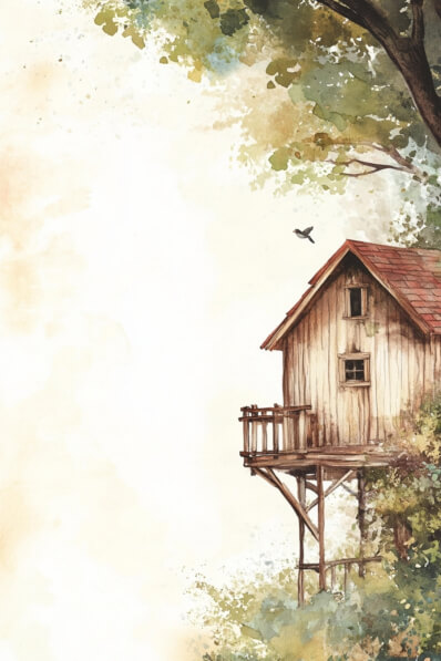 Download Charming Treehouse in Nature Backgrounds Online - Creative Fabrica