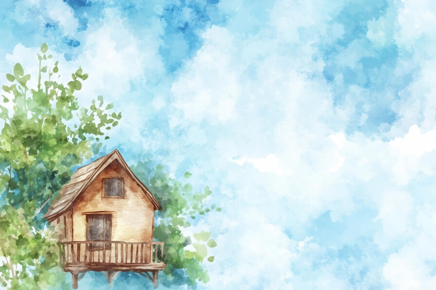 Download Whimsical Treehouse Against a Blue Sky Backgrounds Online ...