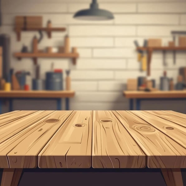 Download Wooden Table in Workshop Backgrounds Online - Creative Fabrica