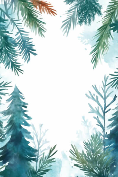 Download Watercolor Evergreen Trees Framing a Blank Center Backgrounds ...