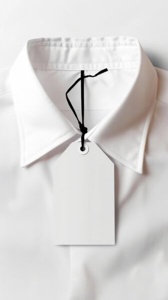 Download Close-up of a white shirt collar with a blank tag Mockups ...