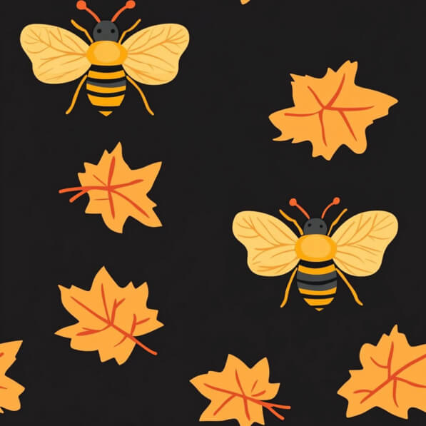 Download Playful Bees and Autumn Leaves Pattern Patterns Online ...