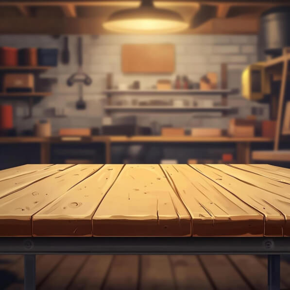 Download Wooden Table in a Workshop Backgrounds Online - Creative Fabrica